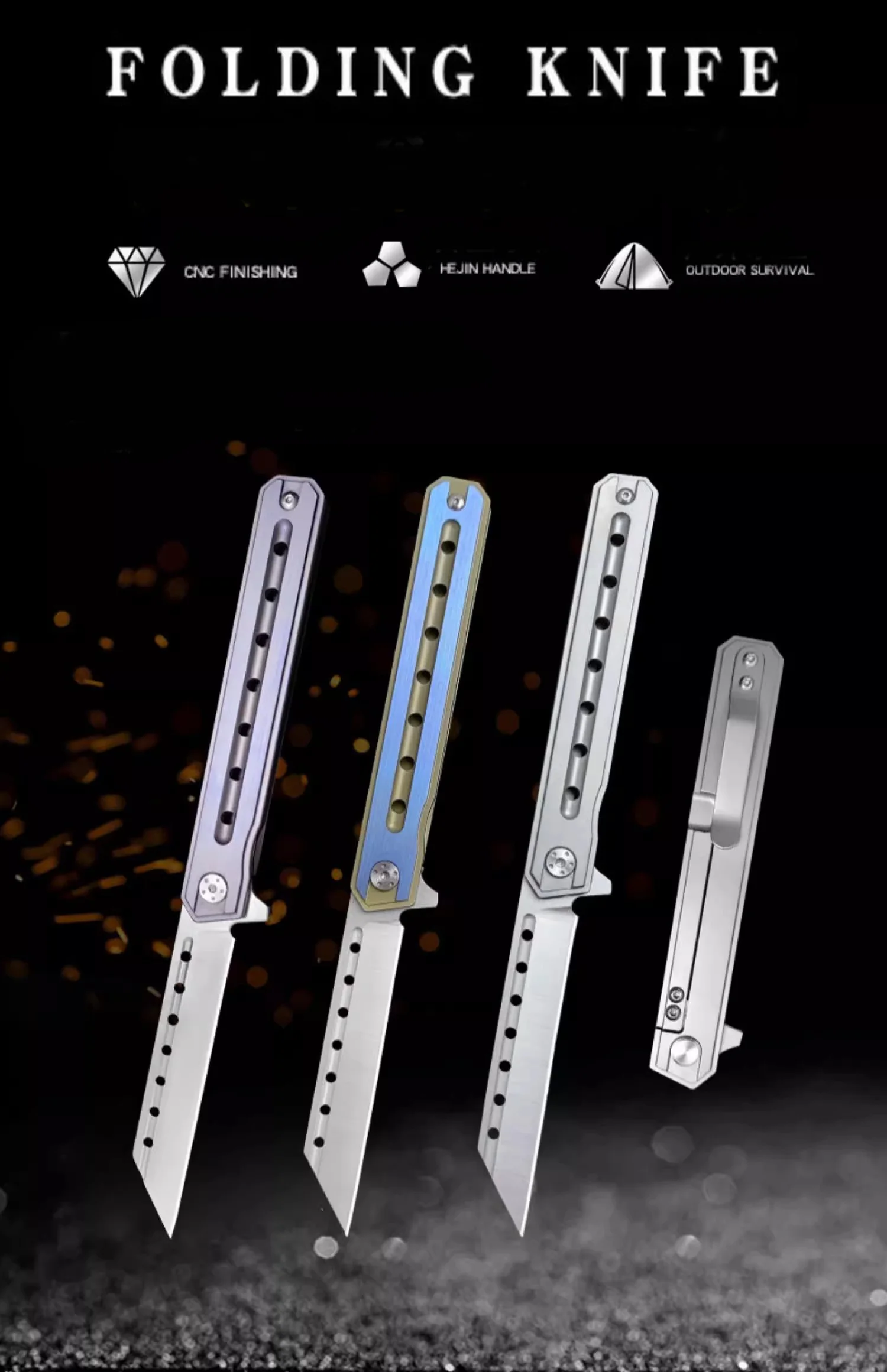 Oem Titanium Handle Stainless Steel D2 Blade Camping Travel Pocket ...