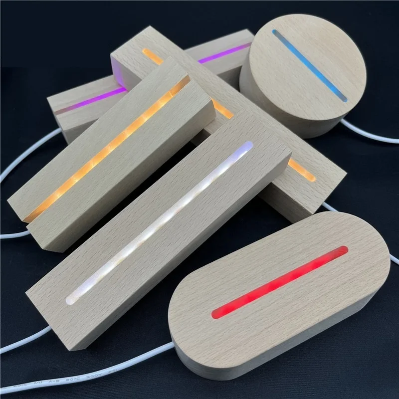3d Acrylic Wood Night Light Base Diy 3d Signs Illusion Night Lamp Les ...