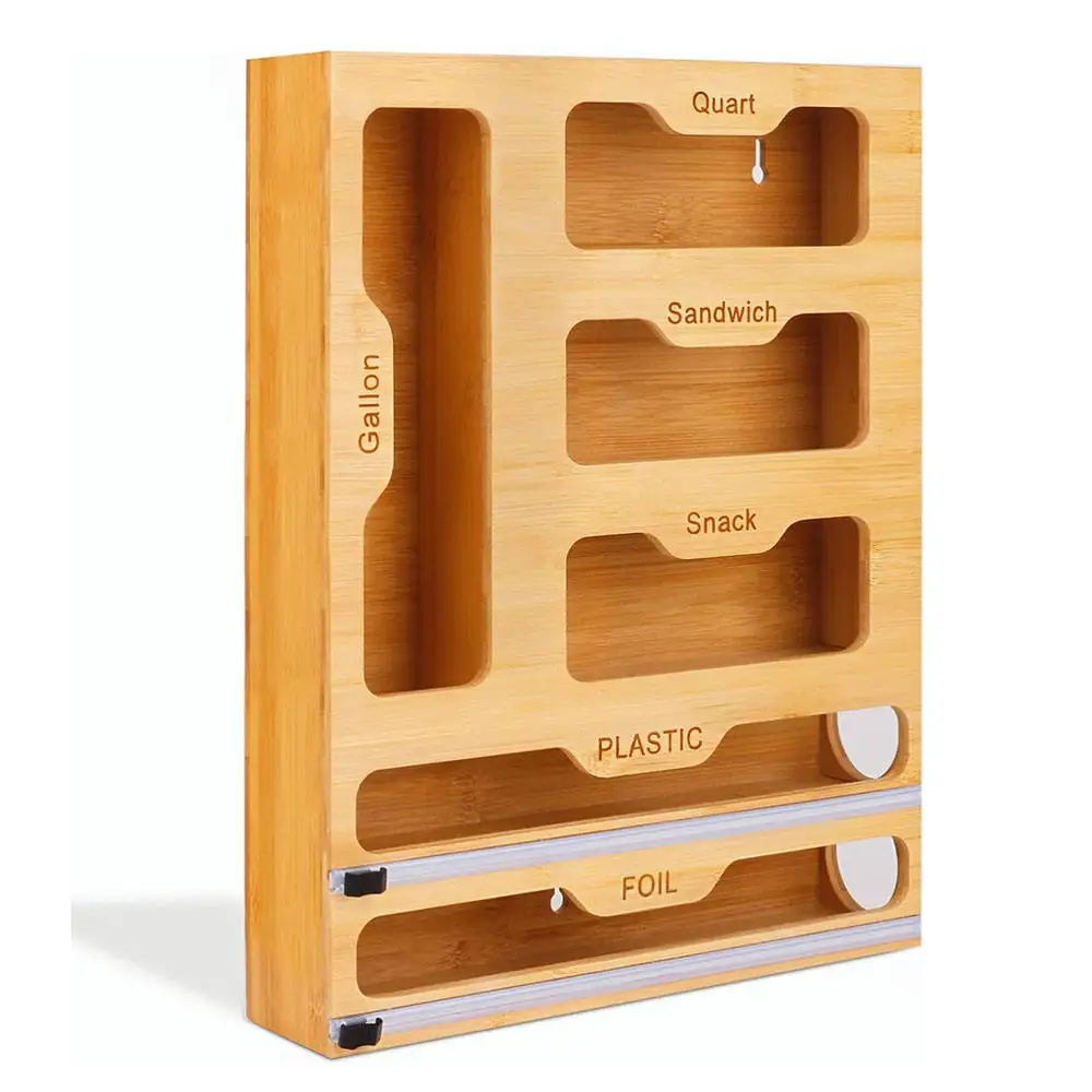 Wall Mounted 6 In 1 Aluminum Tin Foil Ziplock Bag Storage Organizer 6 ...