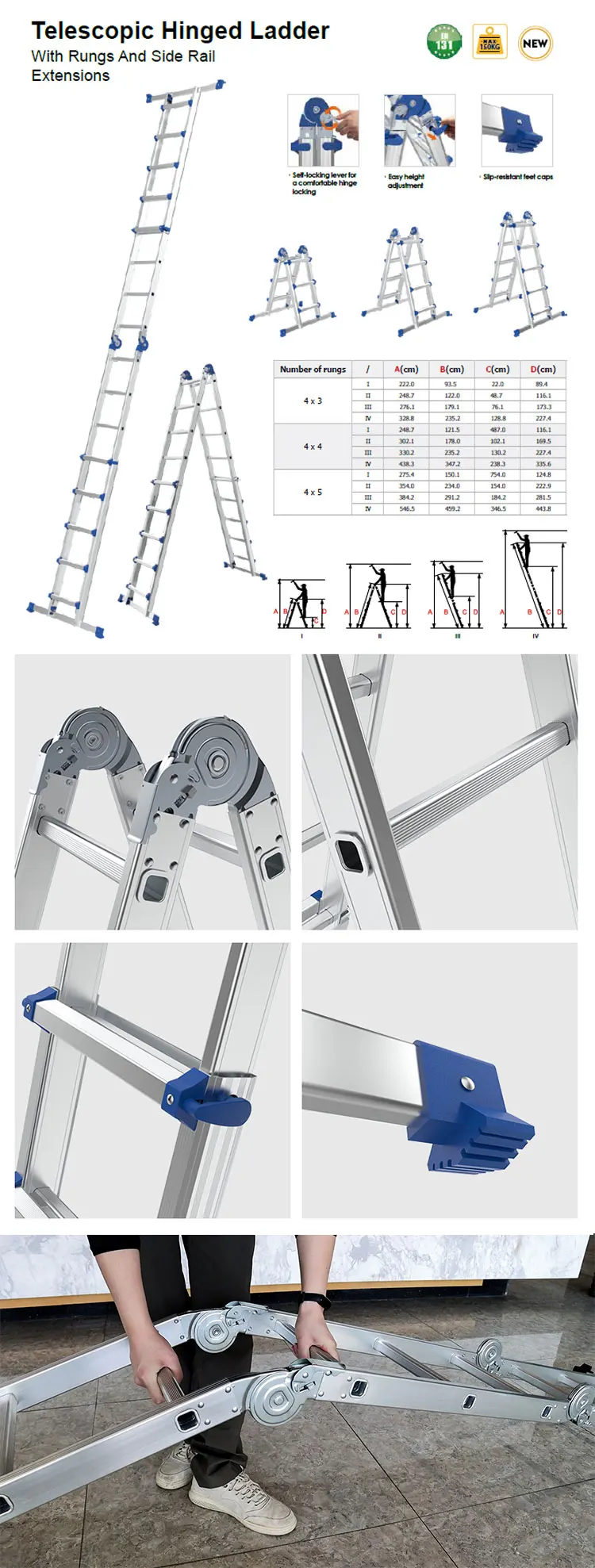 Joint Hinge Telescopic Ladder Escalera Retractil Escaleras De Aluminio ...