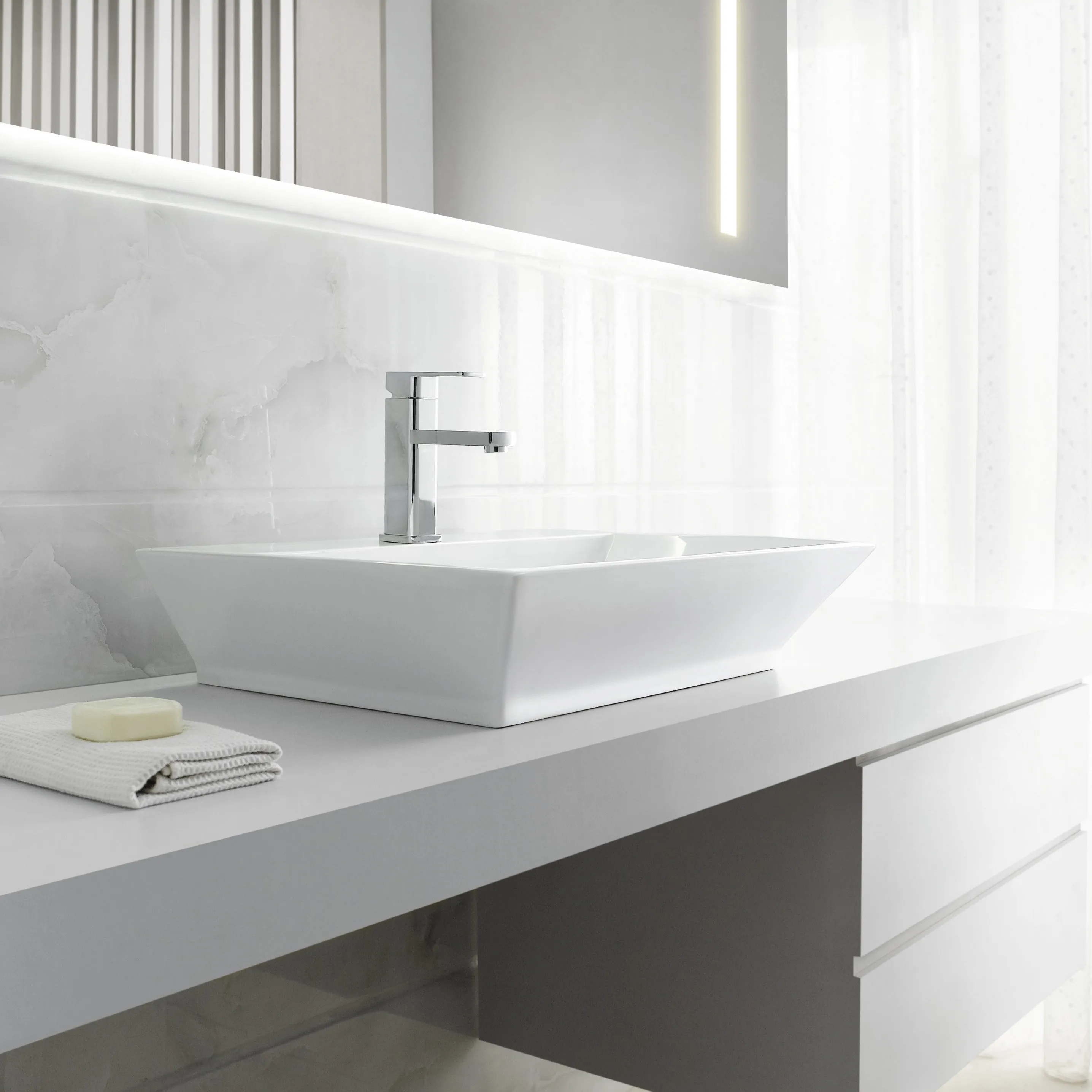 Modern Design Washroom Wc Counter Top Table Top Rectangular Shape Wash ...
