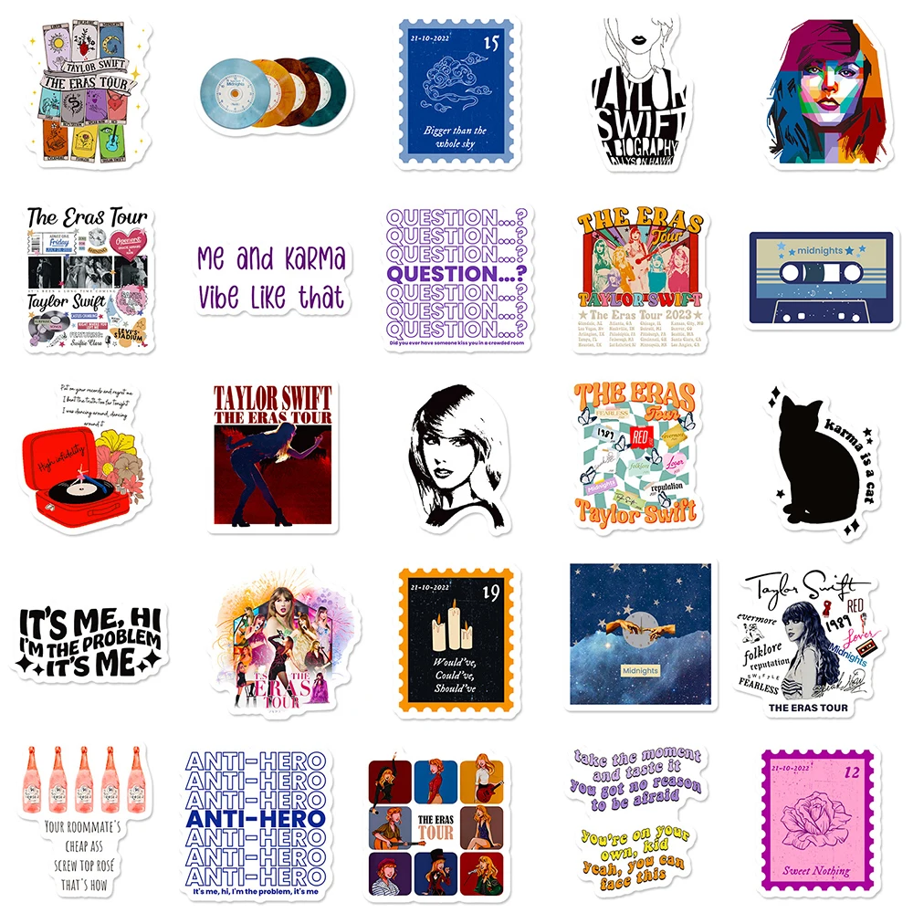 50pcs New Taylor Swift The Eras Tour Poster Graffiti Stickers For Fans