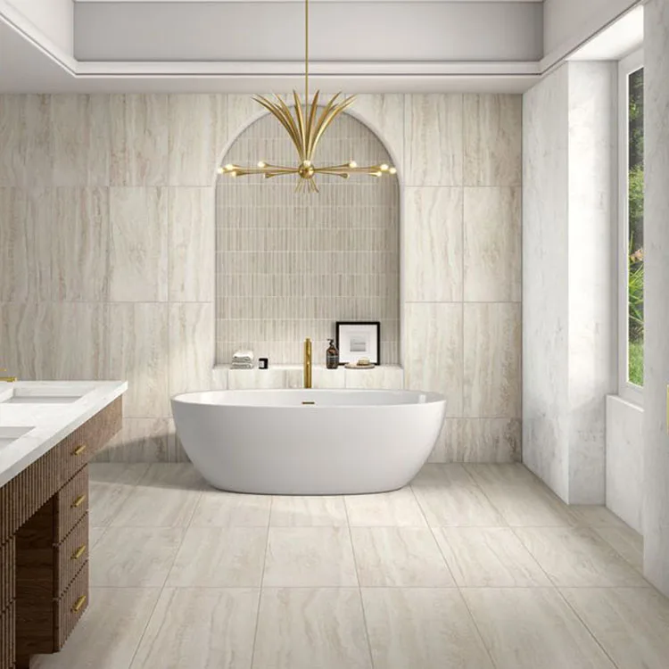 New Design Beige Travertine Wands Curve Fluted Marble Tile