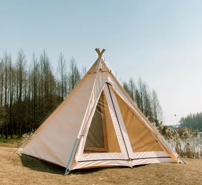 Canvas Tipi Tent Camping Cotton Indian Pyramid Thickened Tent Big Tent ...