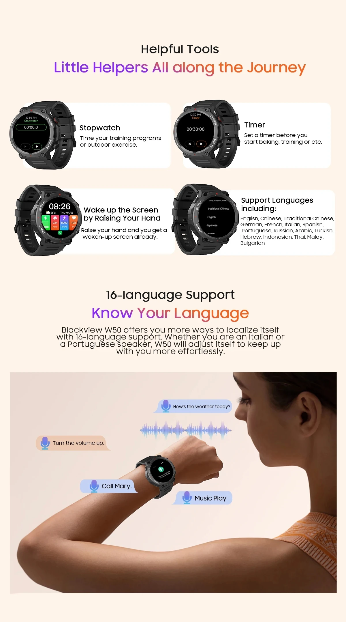 Blackview W50 Smart Watch - Unisex Health & Fitness Tracker