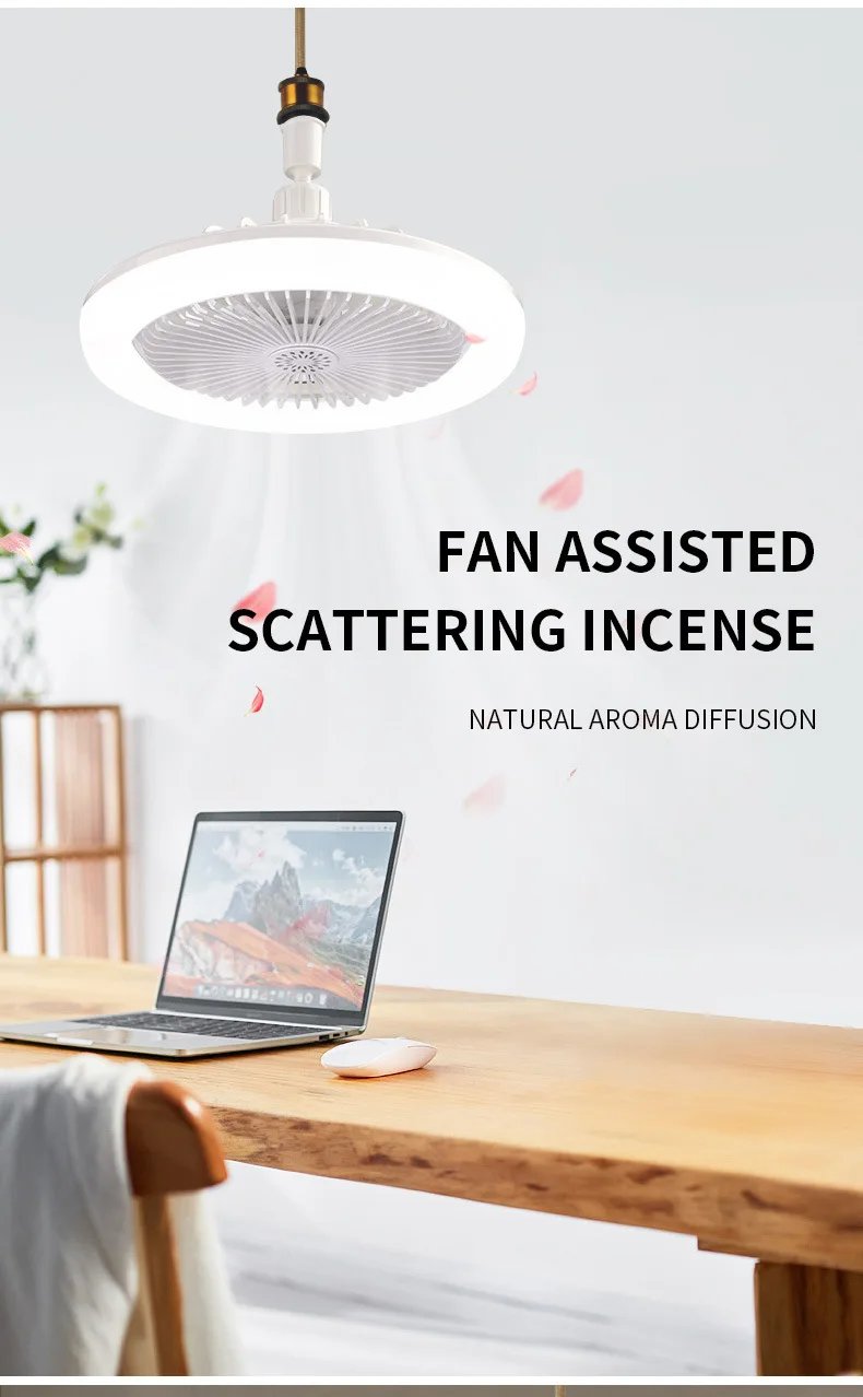 2024 Foco Ventilador LED Ceiling Fans 30w 26cm Diameter Blades 5 Body ...