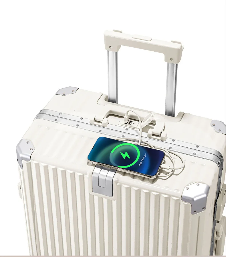 Multifunctional Aluminum Frame Trolley Luggage USB Charger Carry on ...