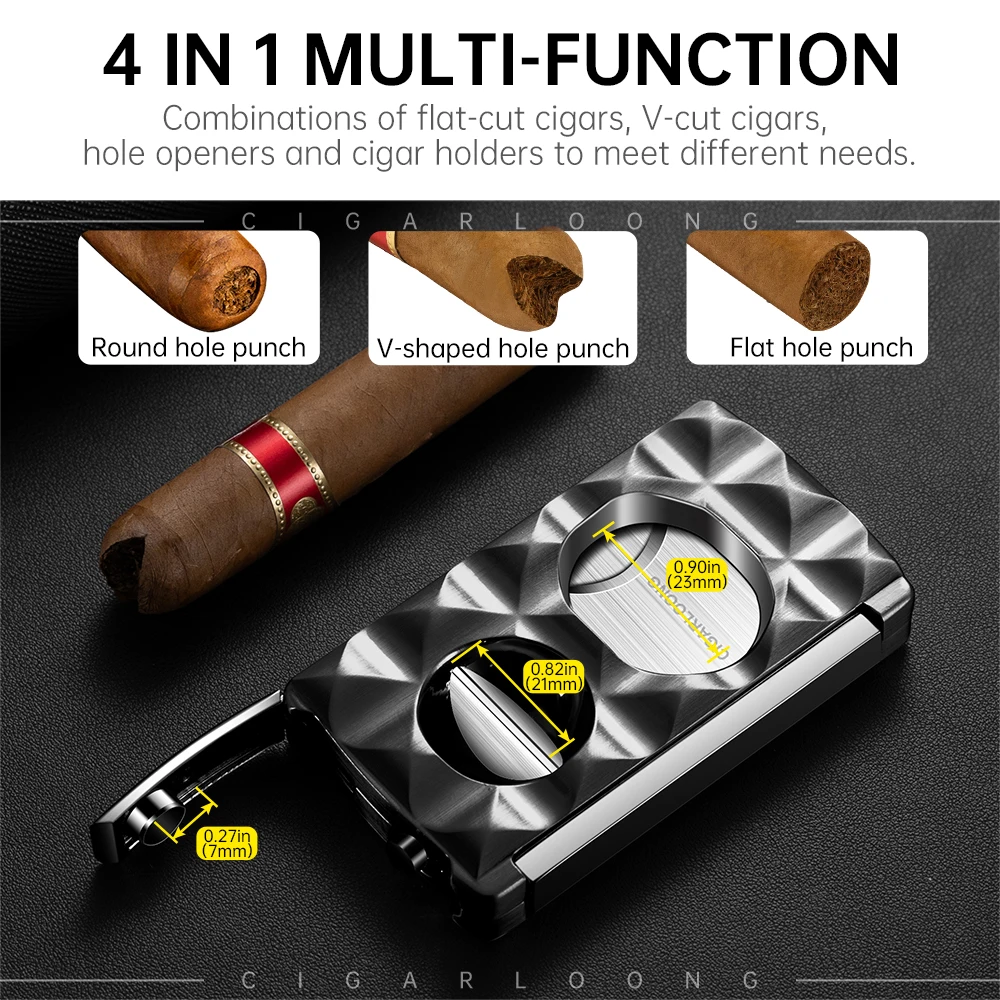 Luxury Multifunctional Stainless Steel Cigar Cutter Vintage V-Cut and ...