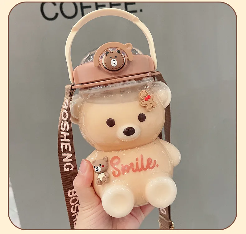 1400ml Little Bear Doll Water Cup,Straw Water Bottle,Portable And Cute ...