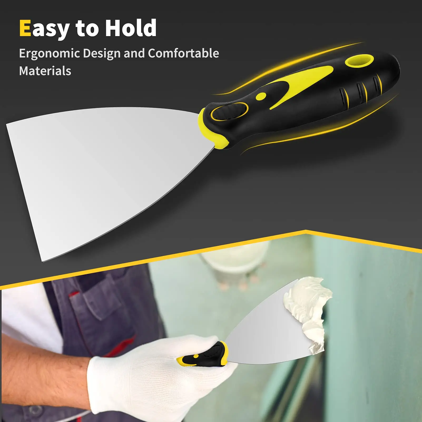 Stainless Steel Putty Knife Scraper,2" 3" 4" 5" Wallpaper Paint Scraper ...