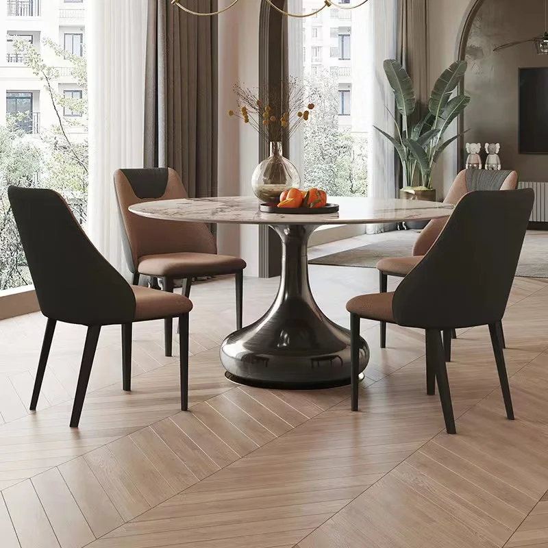 Modern Nordic Marble Stainless Steel Frame Table Round Customized White ...