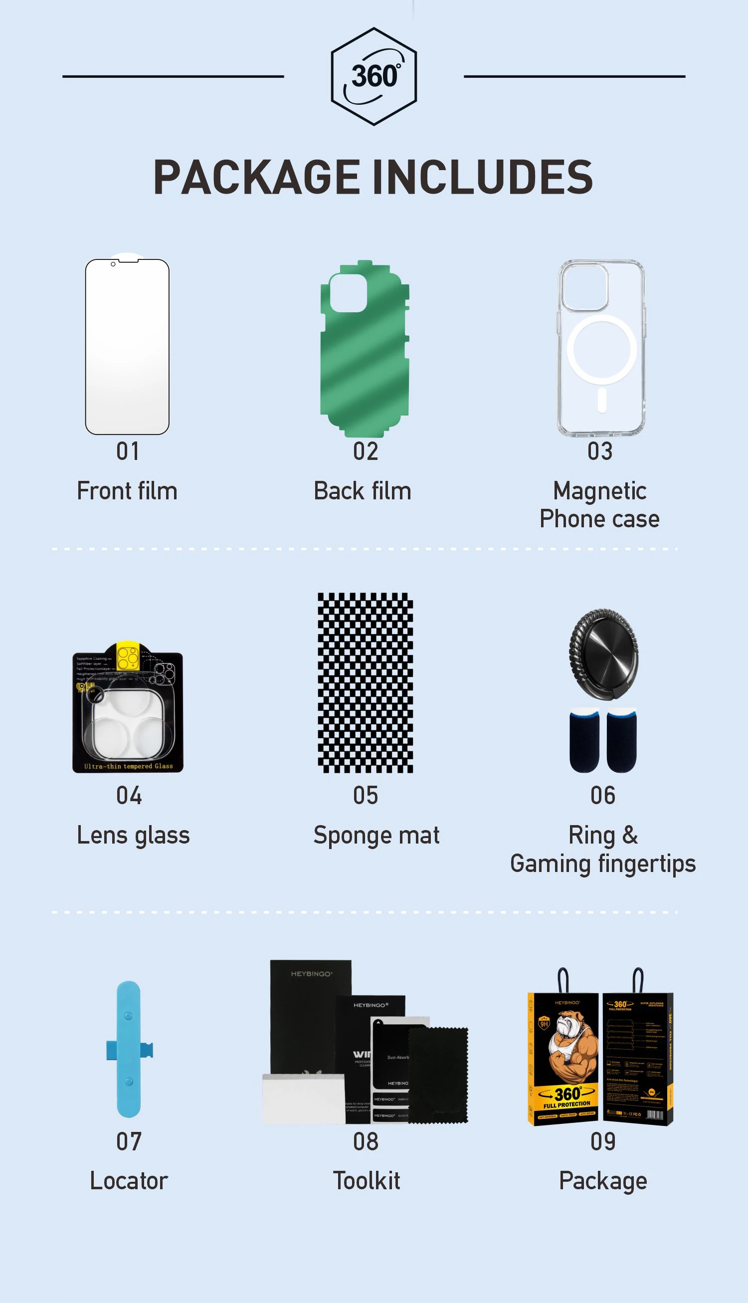 Heybingo 8 in 1 Wholesale Durable Screen Protectors for Iphone