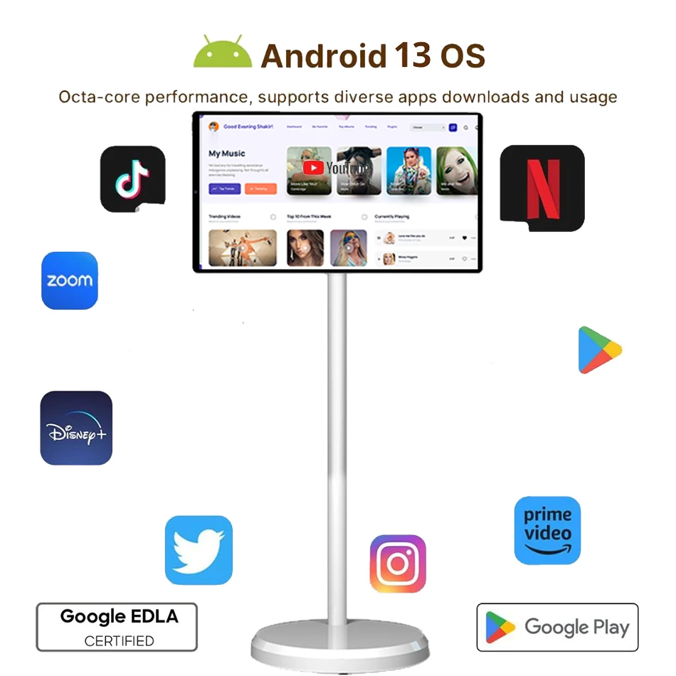 21.5 Inch Smart Screen - Portable 1080P Touch TV Android 13