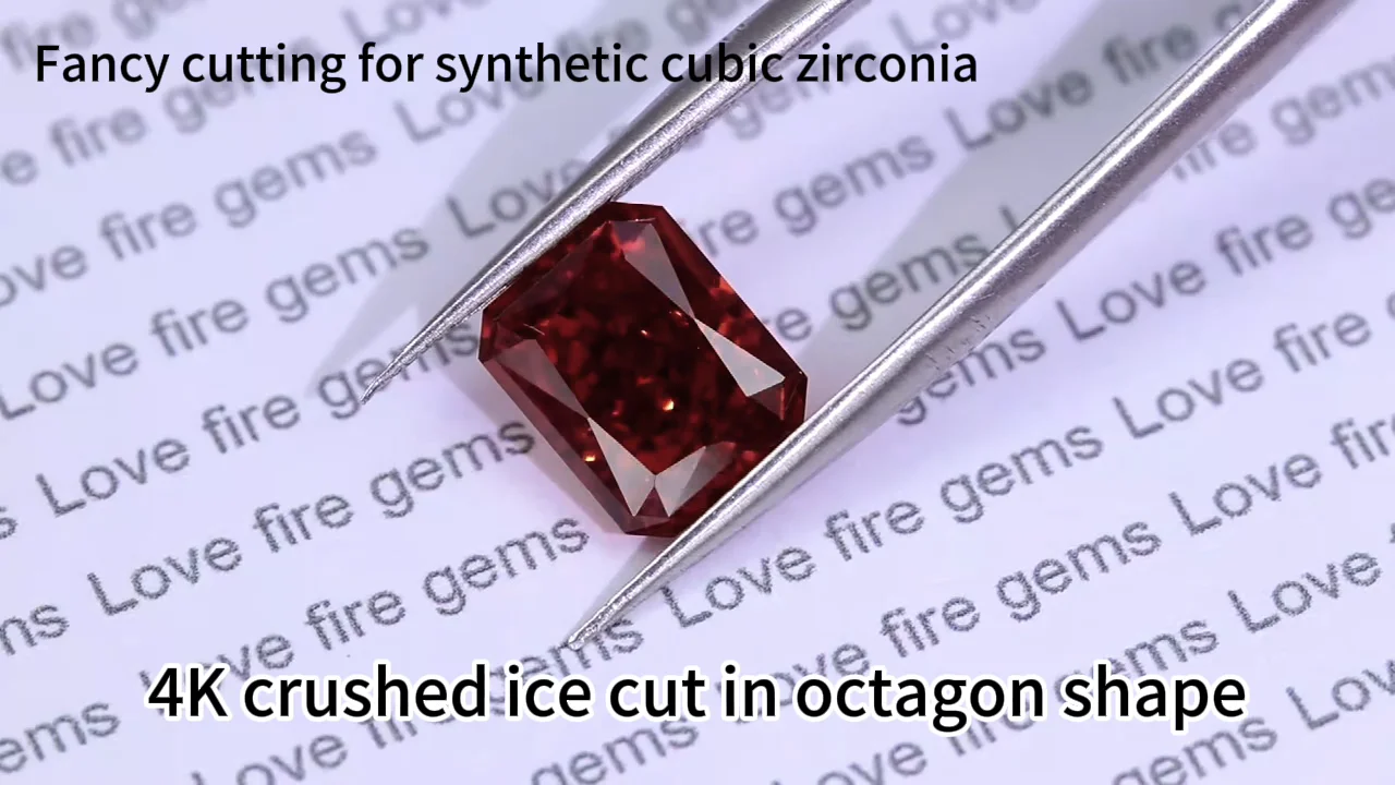 Artificial Cz Gemstone Crushed Ice Cut Octagon Shape Garnet Loose Cubic ...