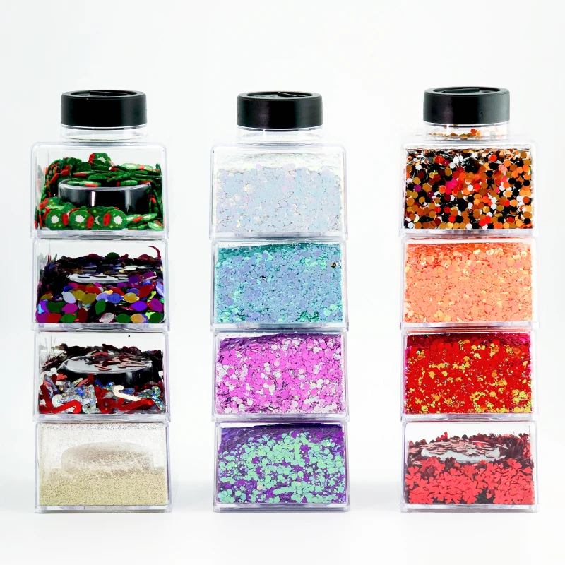 Factory 2oz Square Glitter Shakers - Stackable Christmas Containers for ...