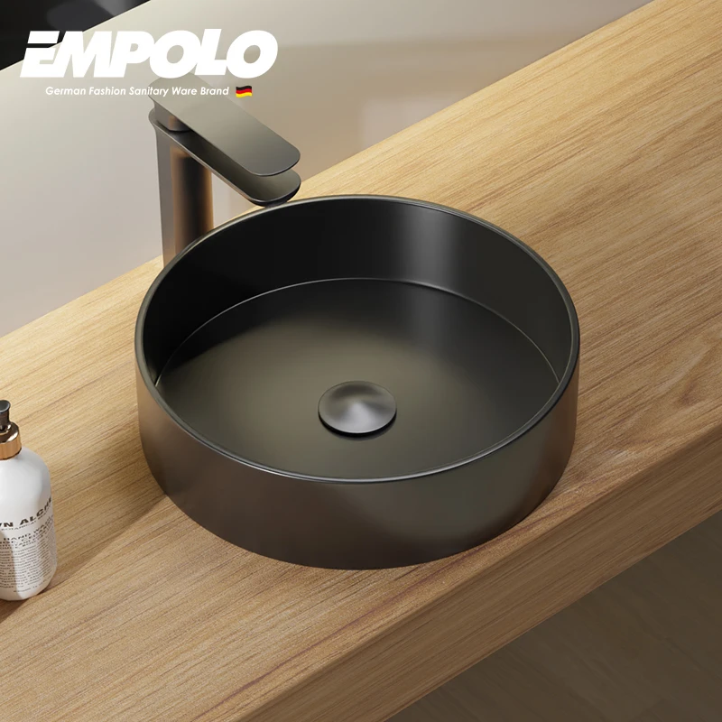 Empolo Modern Black Ceramic Vanity Bathroom Sink Face Washbasins for ...
