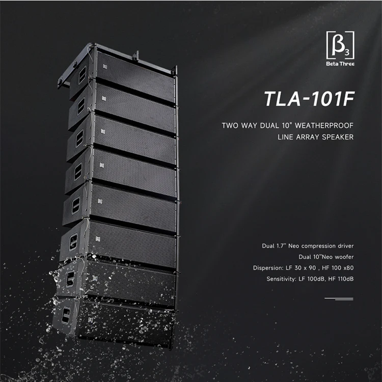2022 Betathree Two Way Dual 10" Weatherproof Line Array Speaker 10 Inch Speaker 1080w Rms Line ...