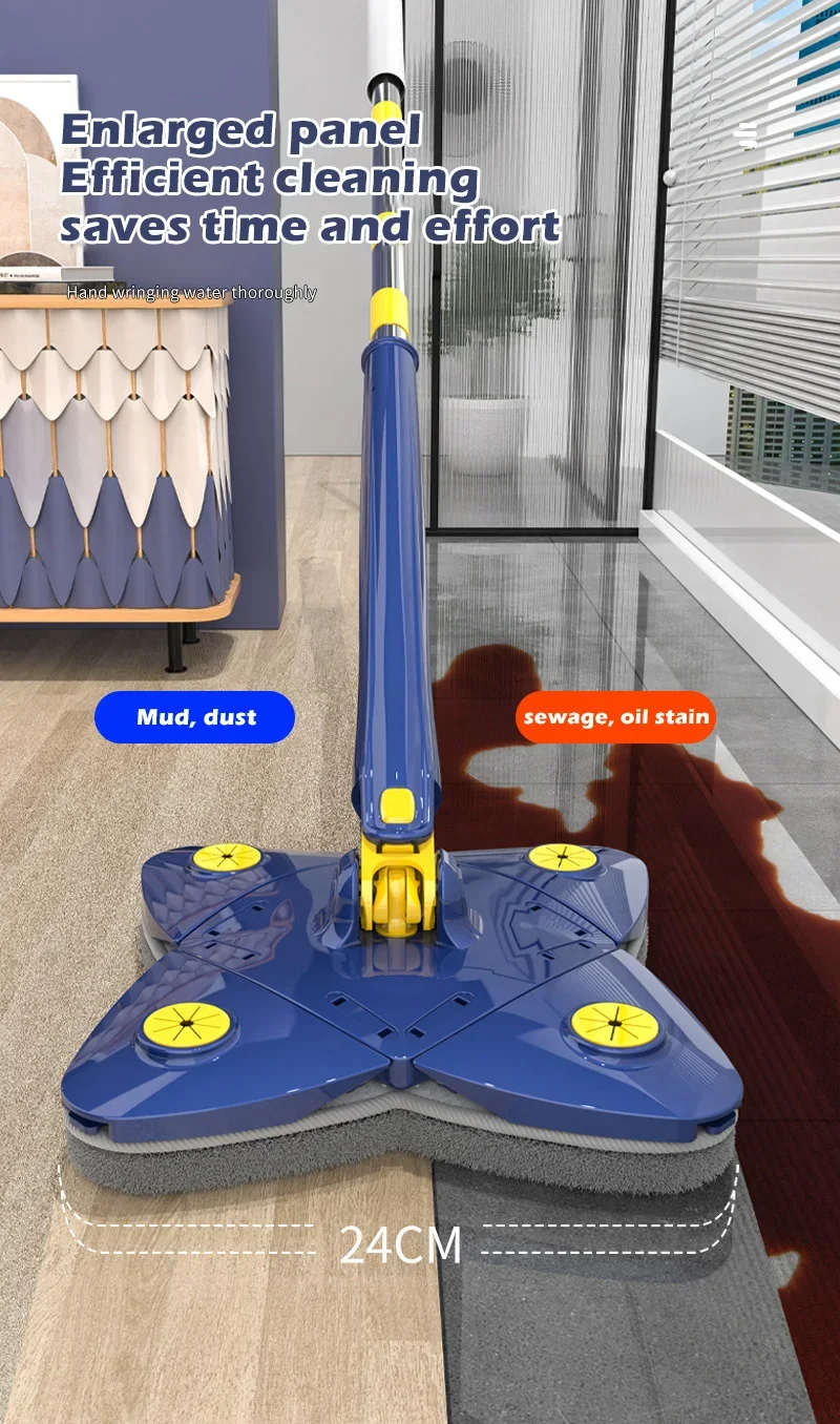 WONDERFUL 360 Rotating Manual Self Drying Mop - Efficient Cleaning