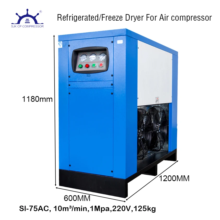 220V 75HP Air Cooled Freeze Dryer 10m³/min Industrial Screw Compressor ...
