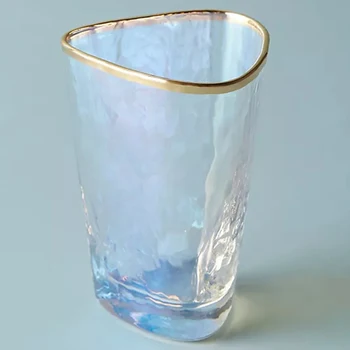 Triangular Hammered Texture Water Glass Highball Tumbler For Drinking ...