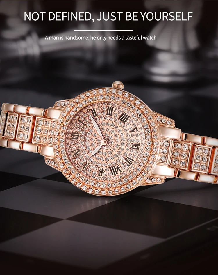 Luxury Watch Brands - Shiny Stone Lady Analog Rose Gold
