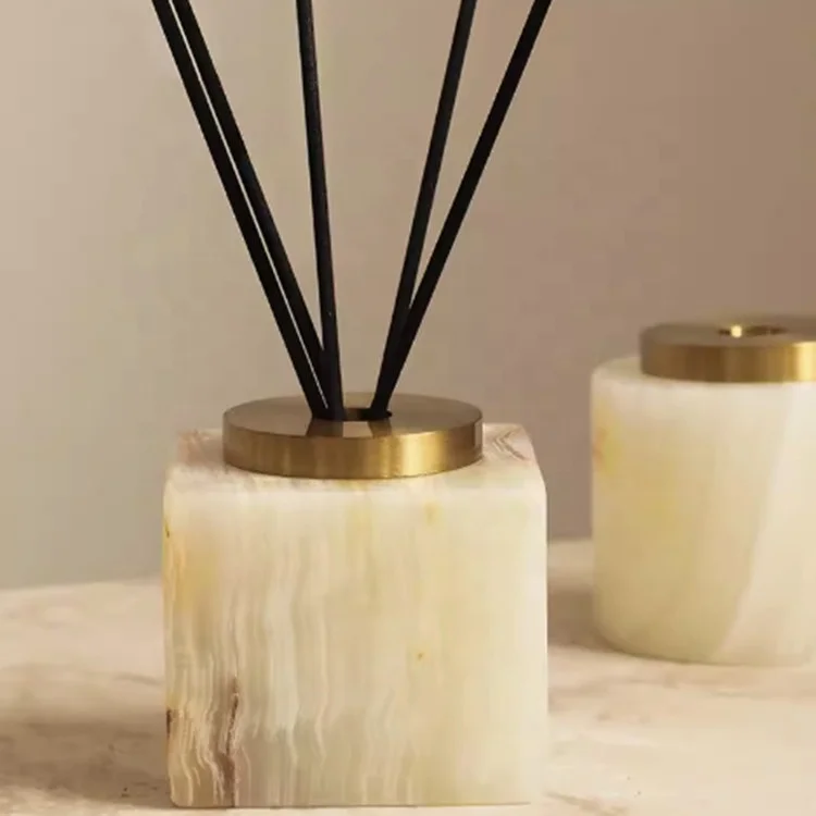 Luxury Round Square Shape Empty 60ml Natural Marble And Onyx Stone Reed ...