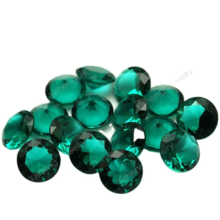 Pakistan round shaped culet bottom emerald colored glass stone for ...