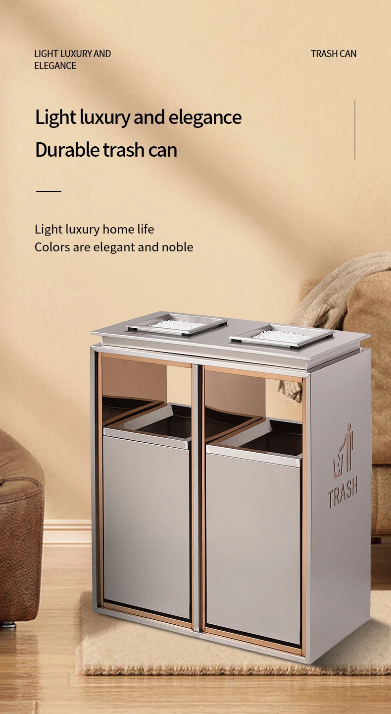 Customized Luxury Hotel Trash Can Stainless Steel Waste Bin Hotel Lobby ...