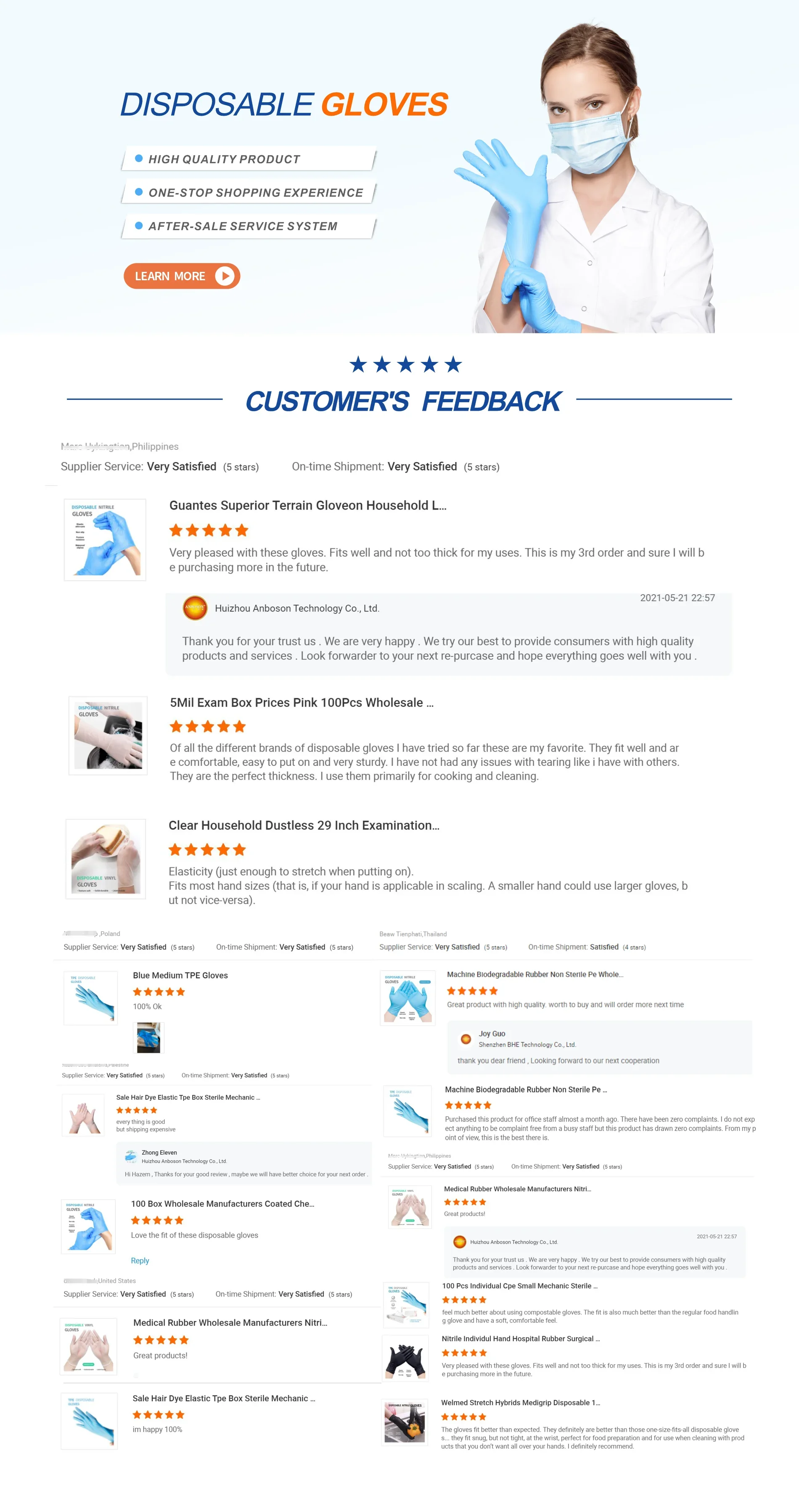 Anboson Guantes De Nitrilo Disposable Nitrile Handschuhe Non Sterile ...