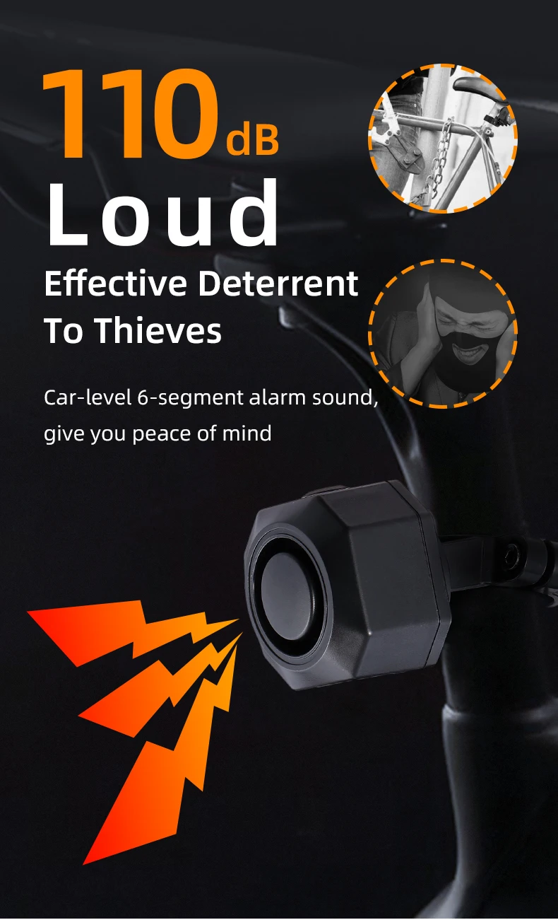 Bike Alarm 110dB Loud Anti Theft Vibration Motion Sensor Vehicle ...