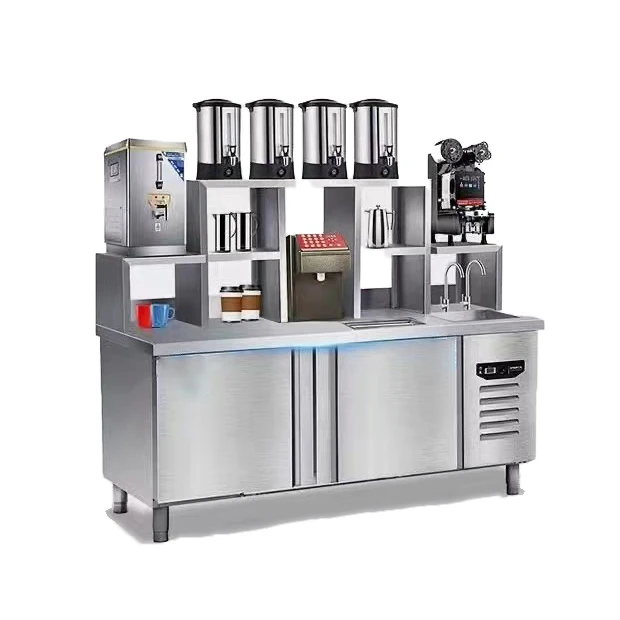 Bubble Tea Bar Counter With Refrigeration and Milk Tea Making Equipment ...