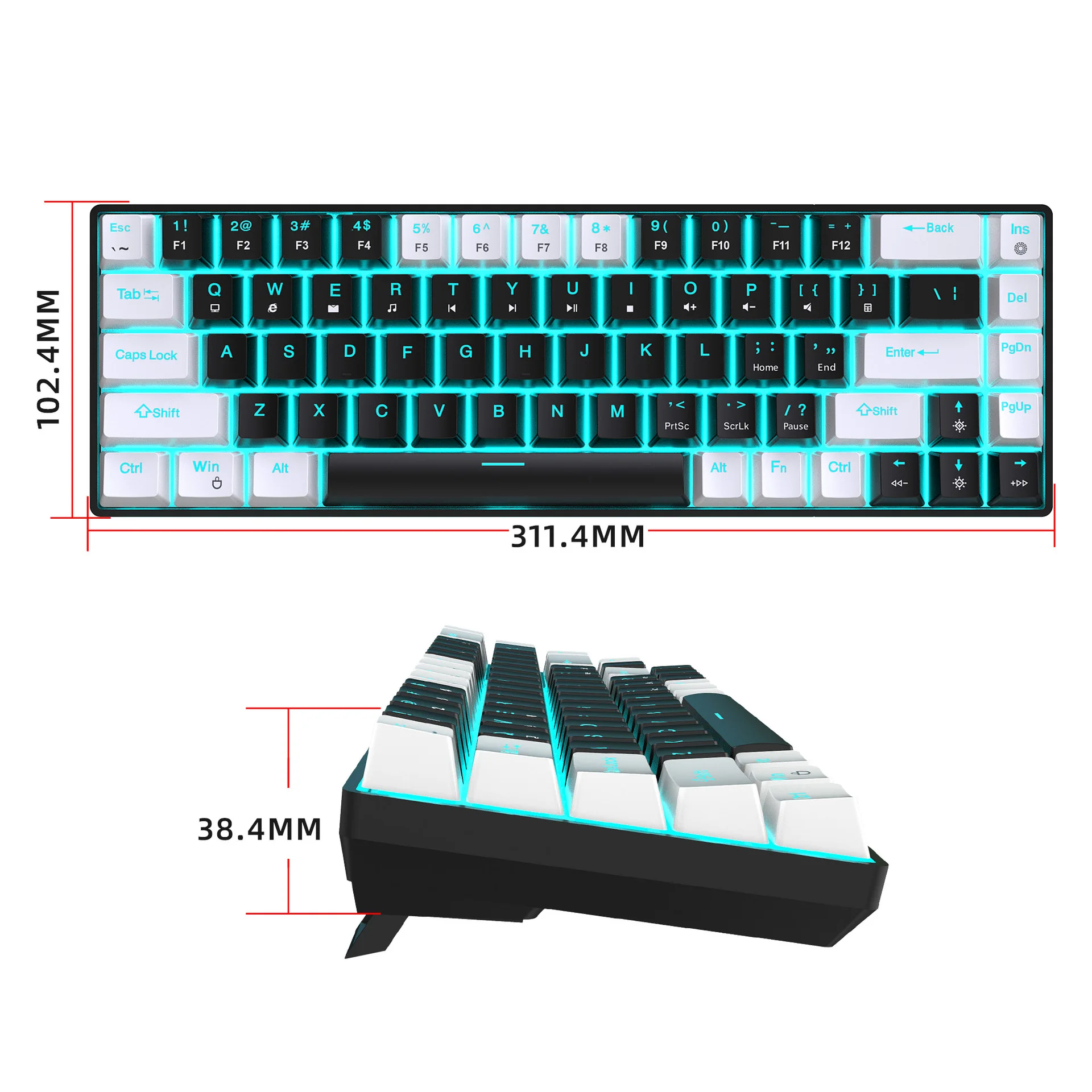 Compact V800 Mechanical Gaming Keyboard - 68 Keys LED Backlit, USB ...