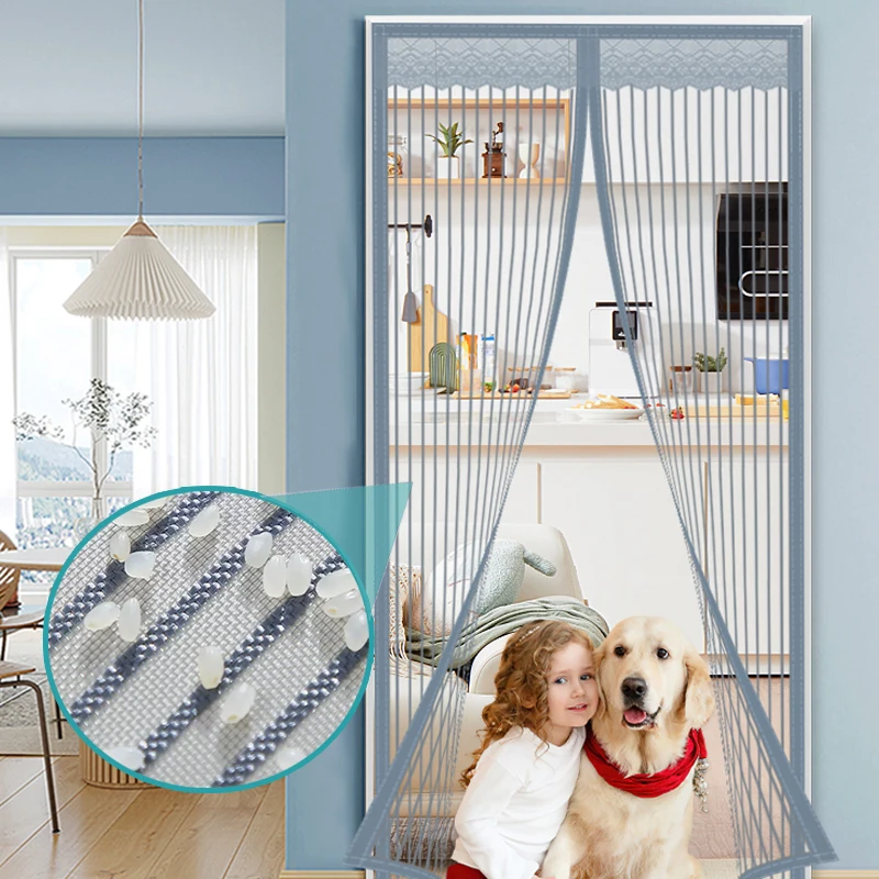 Automatic Closing Black Magnetic Door Curtain Soft Bug Screen Door And ...