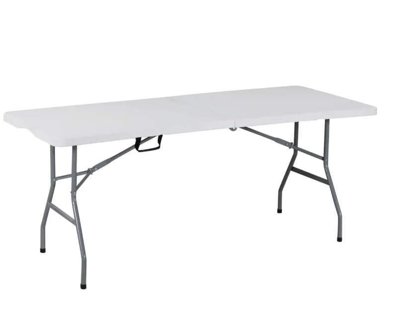 Rectangular Plastic Folding Table with Stable HDPE Tabletop and Sturdy Legs, for Indoor and ...