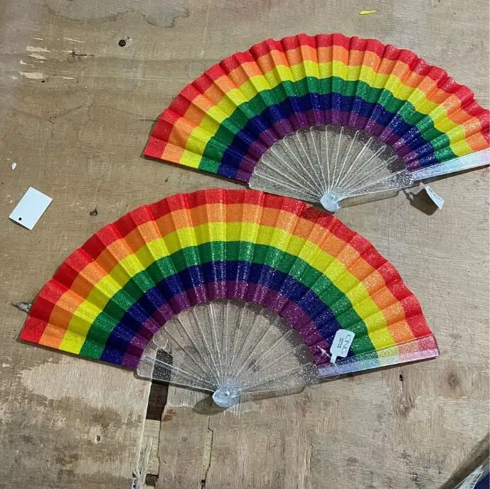 Cheap LGBTQIA Rainbow Pride Bisexual Folding Fans for Kids