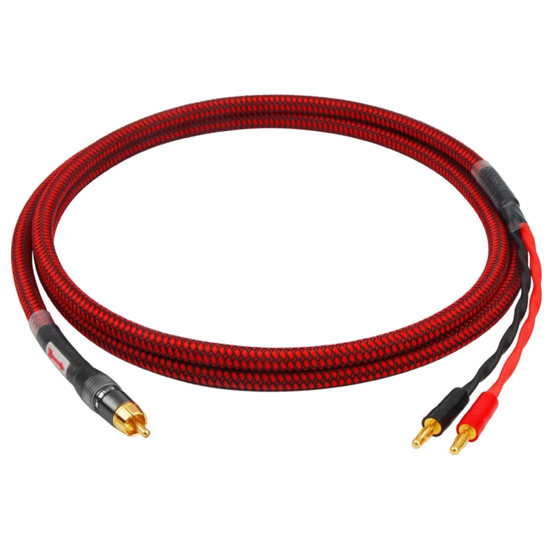 QINCROWN RCA to 2 Banana Head Pin Plug Audio Cable
