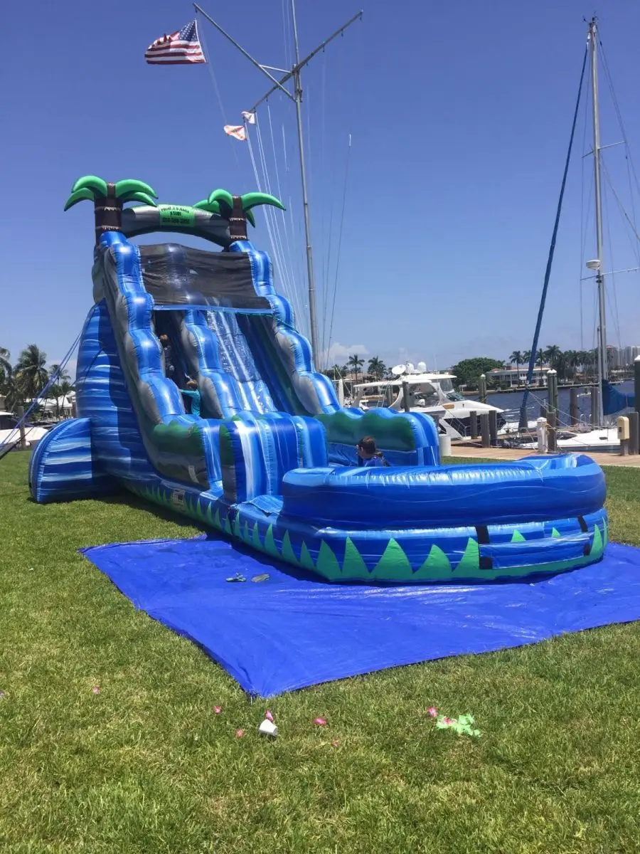 Rental Blue Monster Wave Inflatable Water Slide With Splash Pool Combo ...
