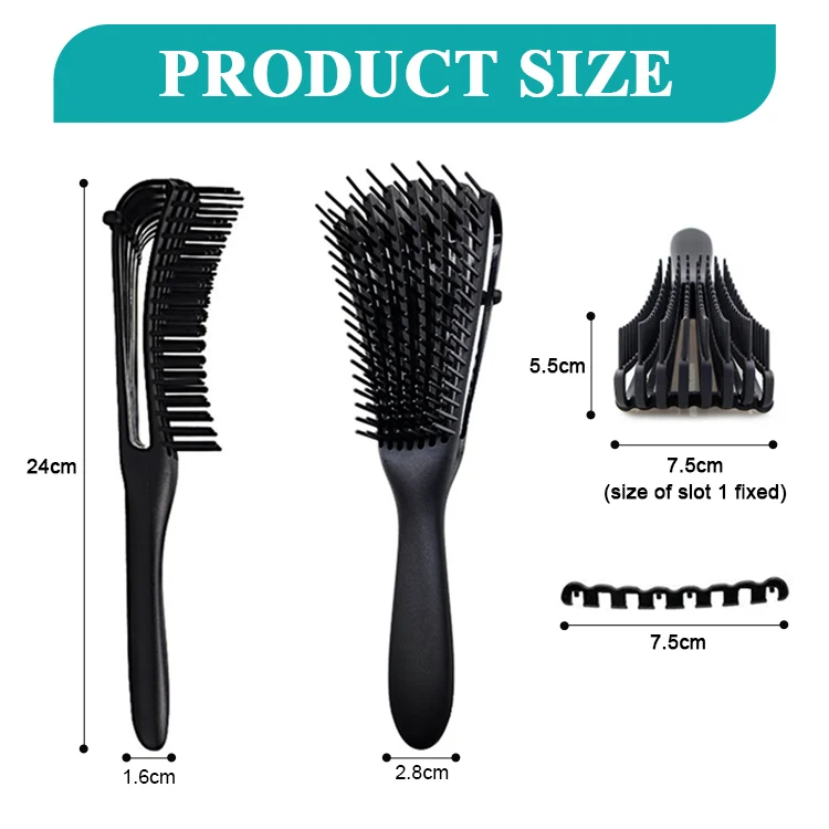 Plastic 8 Rows Width Adjustable Detangle Vent Hair Combs Scalp Massage ...