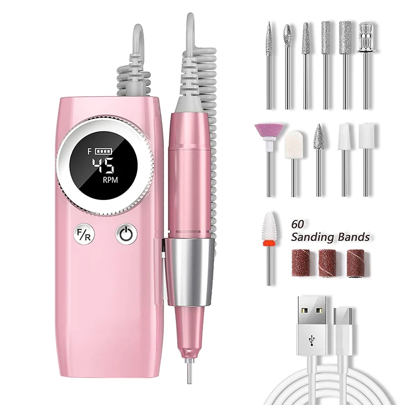 Professional Manicure & Pedicure Kit,Cordless Nail Drill Machine Nail ...