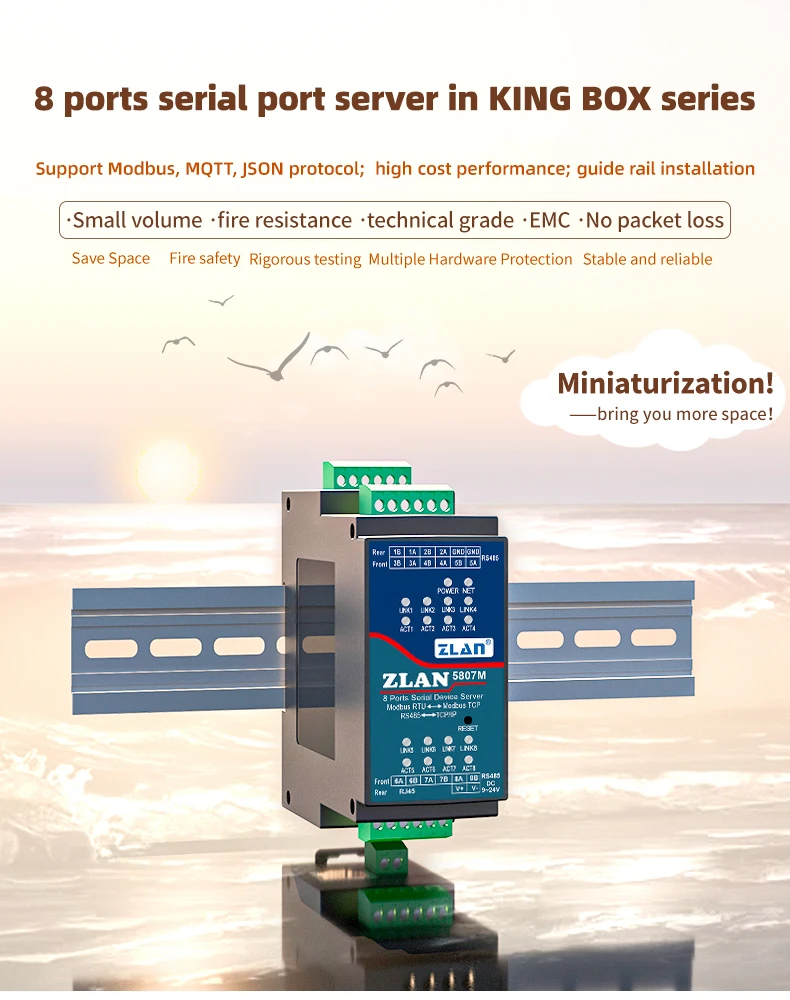 8 Ports Serial Device Server Rs485 To Rj45 Ethernet Tcp/ip To Serial ...