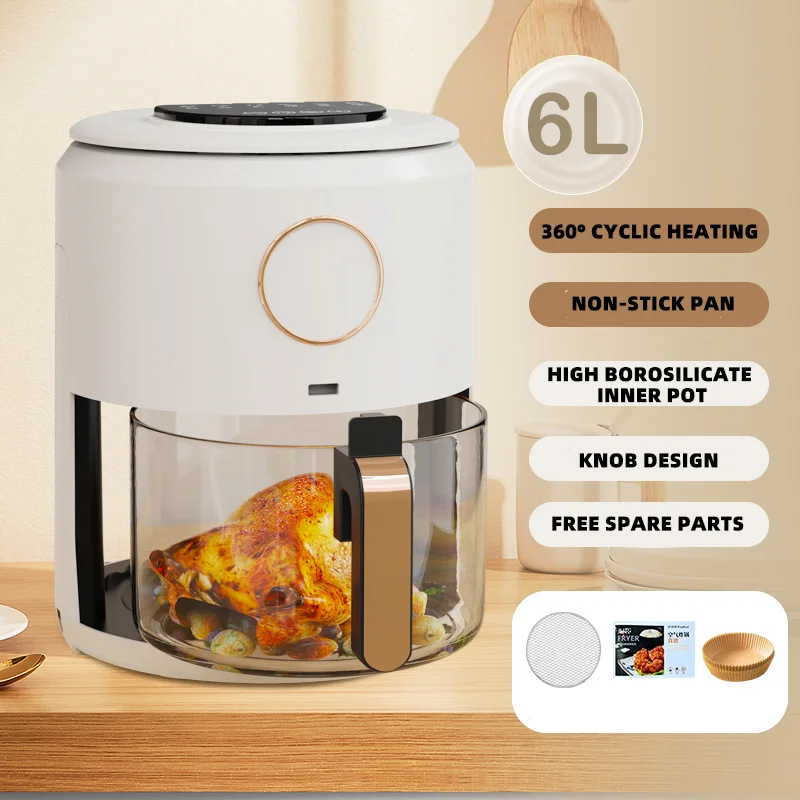 Knob Touch Screen Dual Model Glass Visual Air Fryer Digital Electric ...
