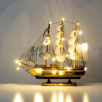 Luxury Wooden Model Ship Lighting Model Sailboat Decor Home Decoration ...