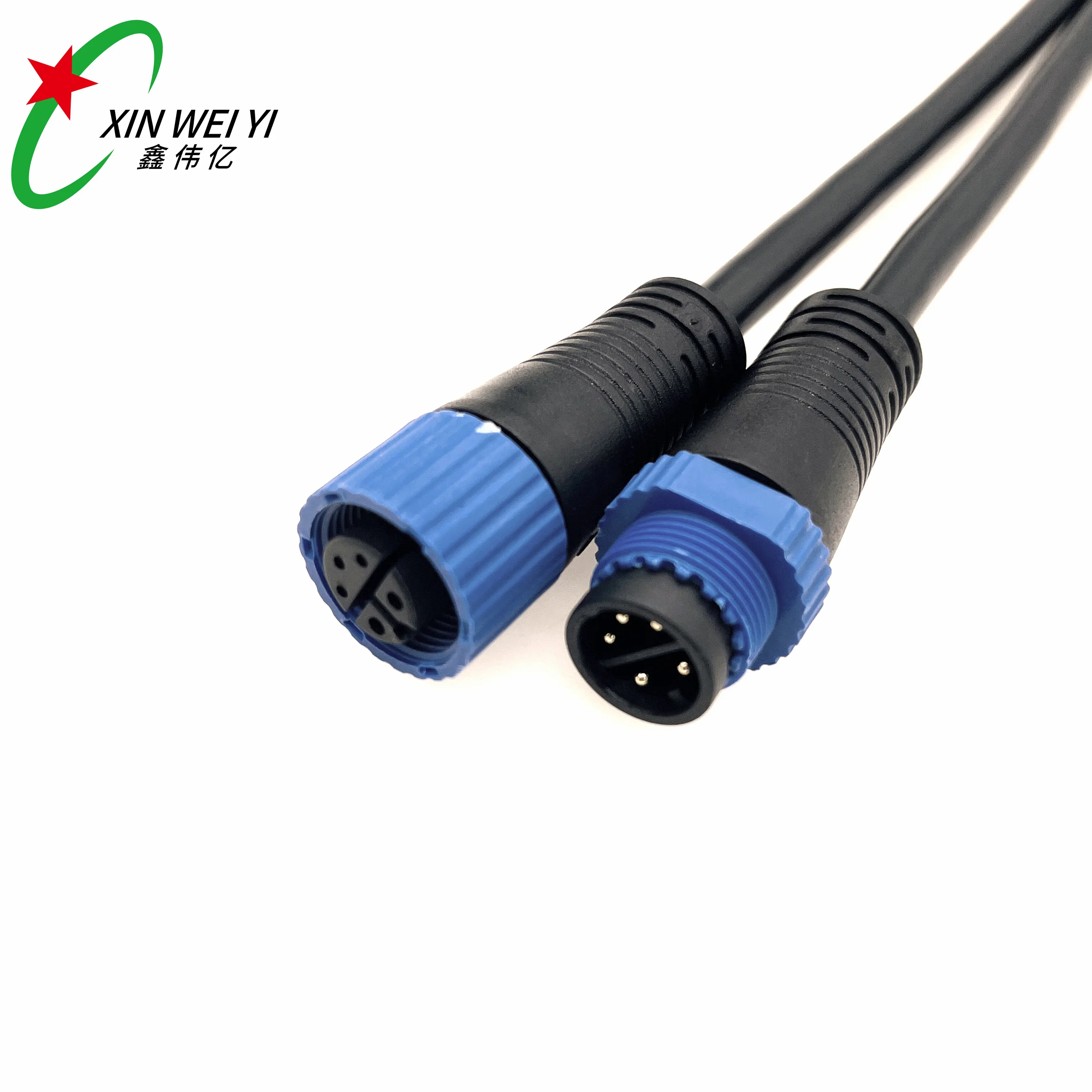 Ip67 Waterproof M15 Male Female 2 3 4 5p Led Cable 5 Core 15awg ...