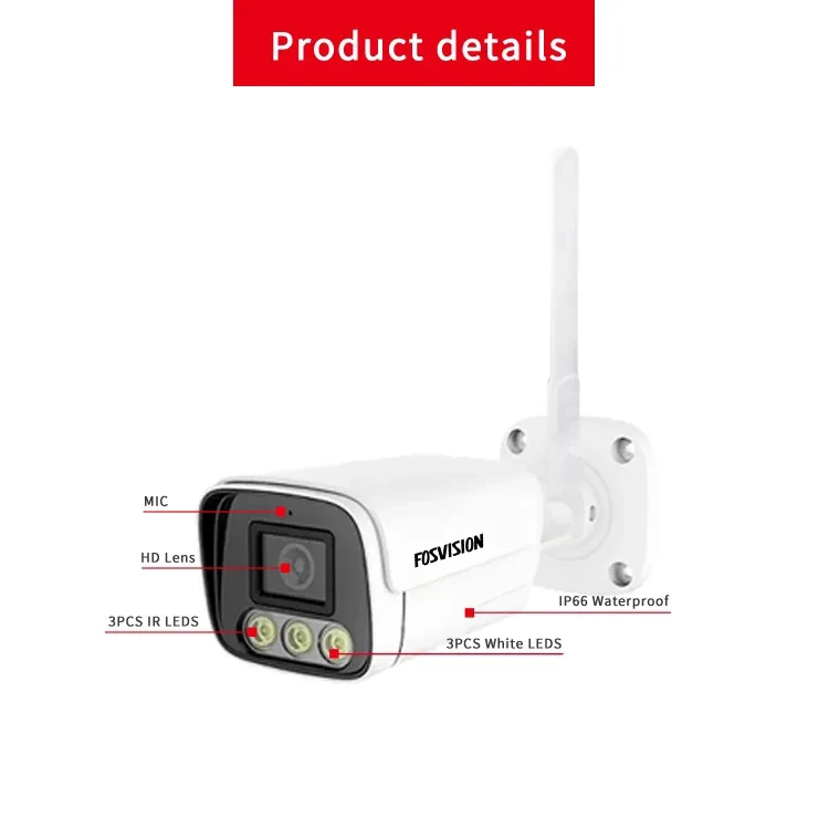 Fosvision 3mp Wifi Camera Ip Bullet Outdoor Wireless Home Surveillance ...