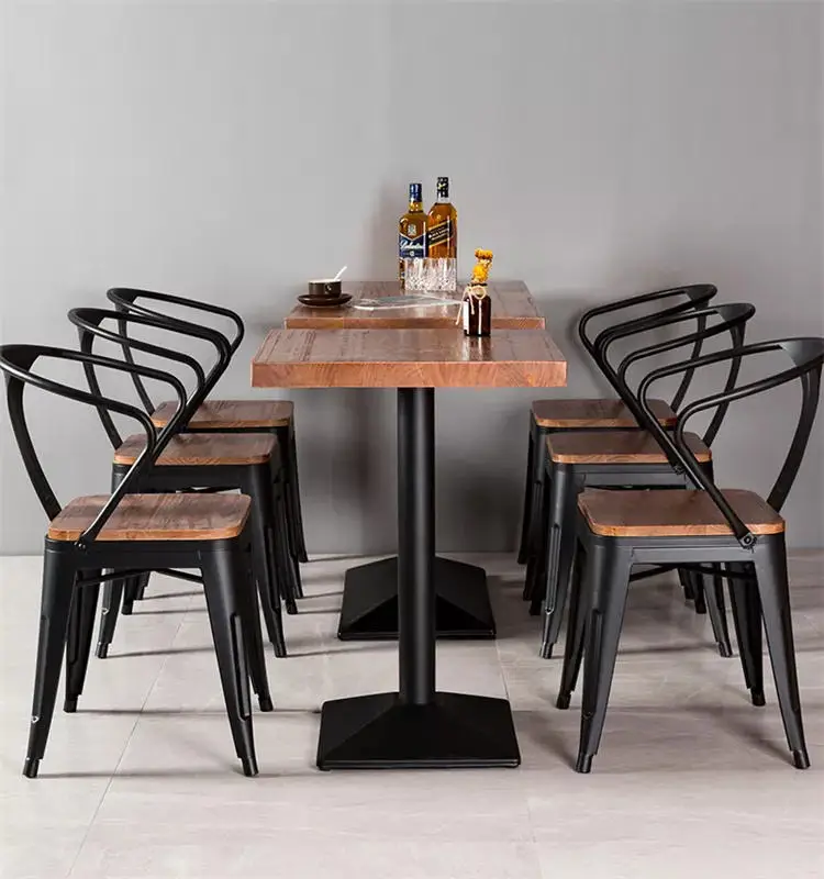 Modern Wood Cafe Restaurant Fast Food Bar Dining Furniture Stackable ...
