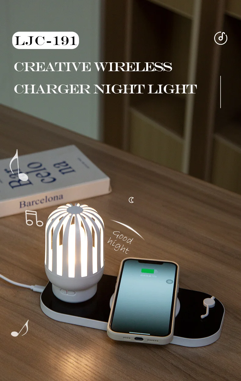 8w Table Lamp Bt Speaker Smart Desk Lamp Cordless Rechargeable Wireless ...