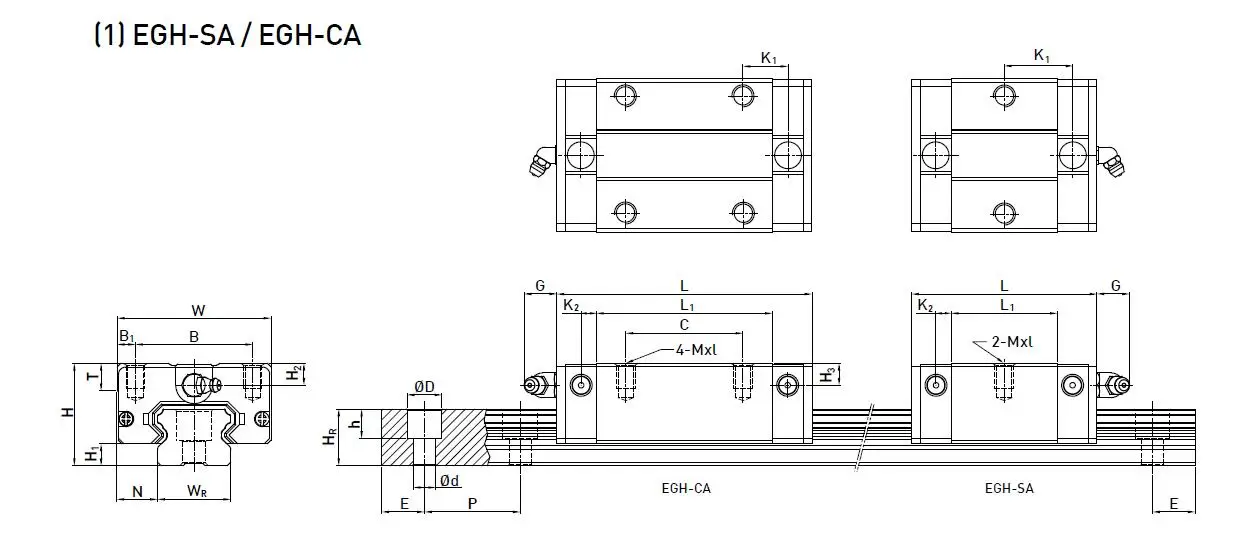 Hiwin Egh25ca Linear Guide Rail And Block Bearing For 3d Printer Parts - Buy Linear Guide,Linear ...