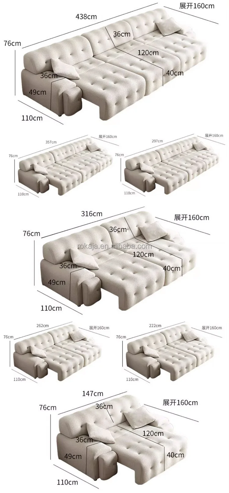 Modern Remote Control Sofa Bed - Flexible Living Room Furniture