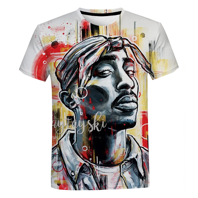 Rapper Tupac 2pac 3D Printed Shirt for Men Hip Hop T-shirt