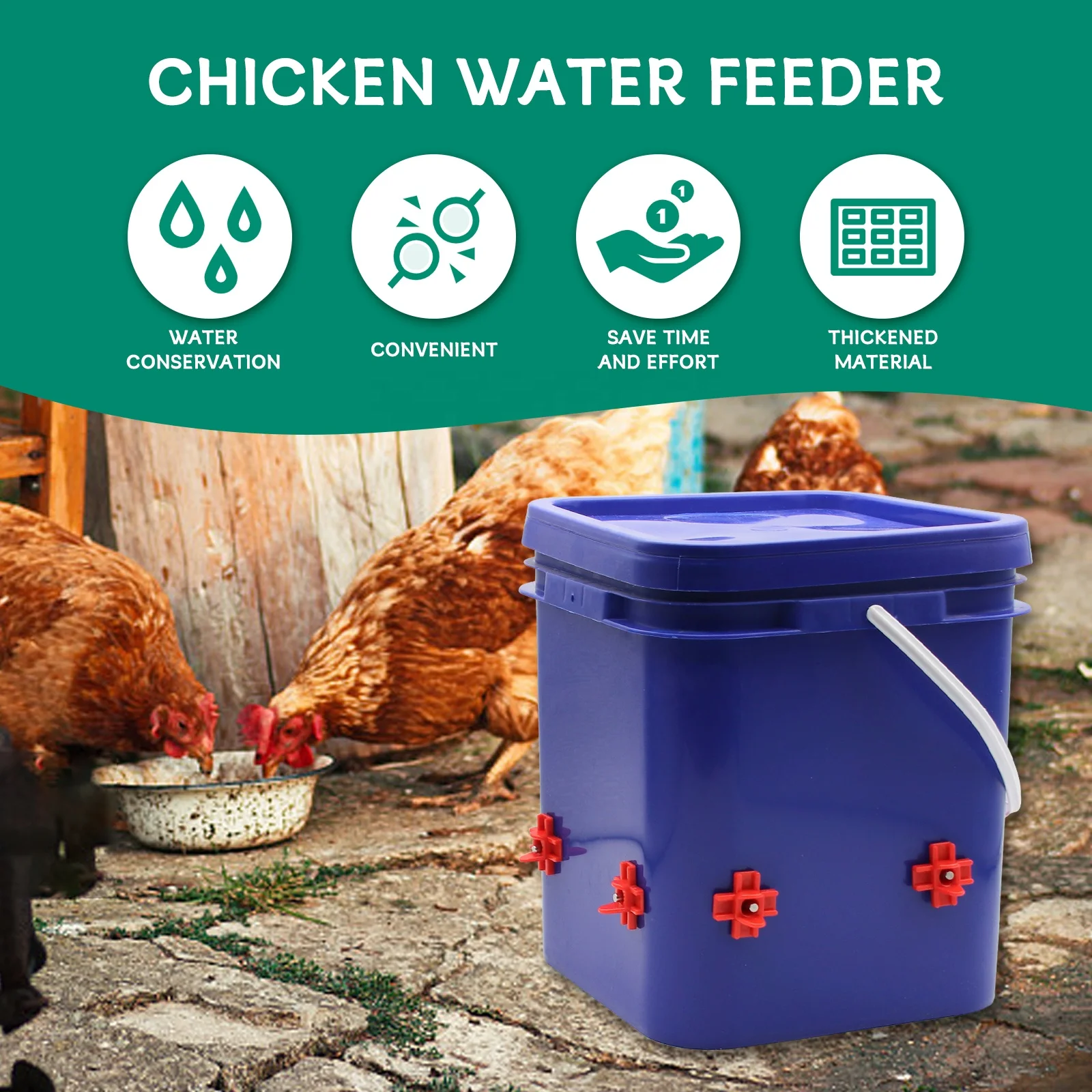 Automatic Chicken Waterer Mini Breeder Bucket Drinker Horizontal Nipple ...